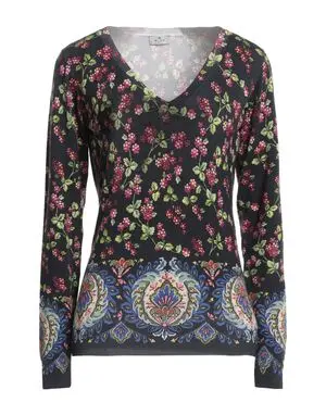 Etro Floral Print Silk Blend V-neck Sweater