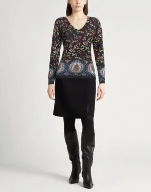 Etro Floral Print Silk Blend V-neck Sweater