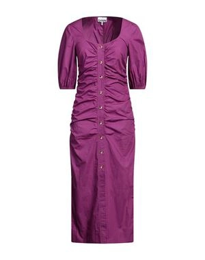 GANNI Midi Dress Fuchsia Size Organic Cotton - Pink
