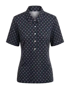 Tory Burch Printed Cotton Jersey Polo Shirt - Blue