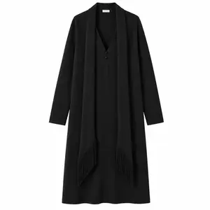 FRONT ROW SHOP Reversible Fringed Scarf Dress