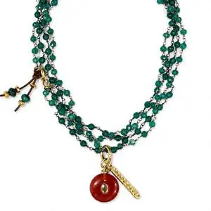 Persia Donà Jewelry Gemstone Pendant Necklace - Green/gold