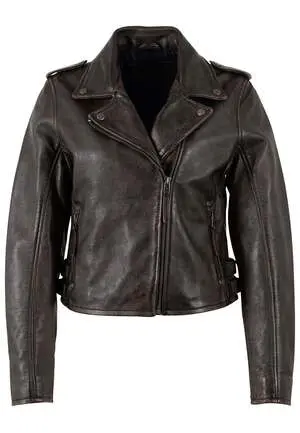 Mauritius Antique Leather Moto Jacket Katica - Brown