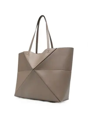 Loewe Puzzle Fold Leather Tote - Grey