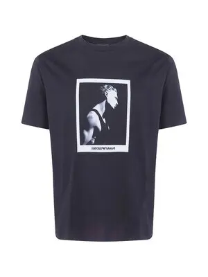 Emporio Armani Printed Cotton T-shirt - Black
