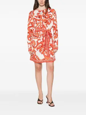 Dolce & Gabbana Maiolica Print Silk Dress