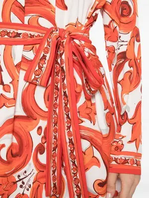 Dolce & Gabbana Maiolica Print Silk Dress