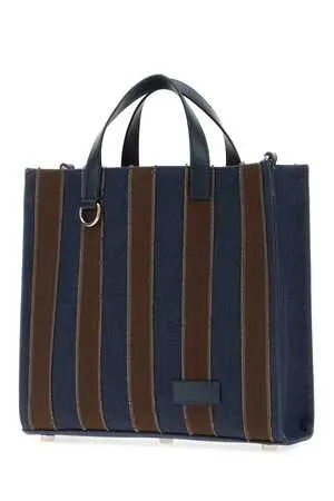Fendi Embroidered Denim Pequin Shopping Bag