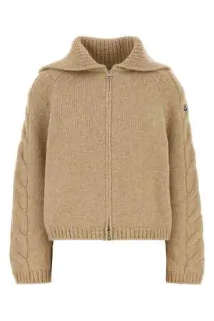 Moncler Beige Alpaca Blend Cardigan - Brown