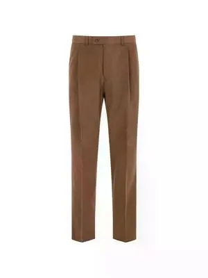 Caruso Pleated Moleskin Trousers - Brown
