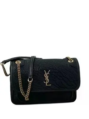 Saint Laurent Niki Mini In Grained-lambskin Shoulder Bag - Black