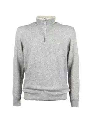 BROOKSFIELD Logo-embroidered Half-zip Sweater - Grey