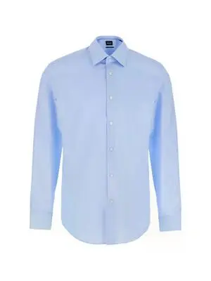 BOSS Hank One Slim-fit Dress Shirt In Wrinkle-free Poplin - Blue