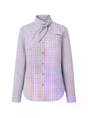 Essentiel Antwerp Check-pattern Pussy-bow Shirt - Blue