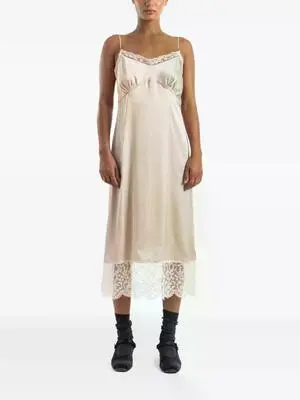 Simone Rocha Lace-trim Slip Midi Dress - Neutrals