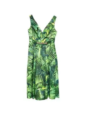 ALESSANDRO LEGORA Tropical-print Crystal-embellished Midi Dress