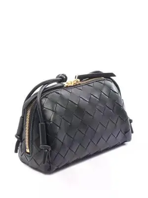 Bottega Veneta 2020-2026 Lambskin Intrecciato Concert Pouch Crossbody Bag - Black