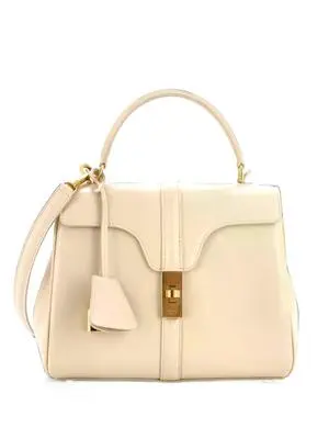 Celine 16 Top Handle Bag Smooth Calfskin Small Satchel - Neutrals
