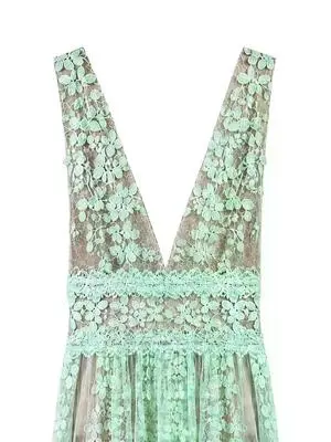 BRONX AND BRONCO Floral-lace Sleeveless Maxi Dress - Green