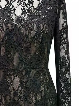 BRONX AND BRONCO Lace-overlay Long-sleeve Maxi Dress - Black