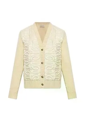 Moncler Chain Quilted Padded V-neck Cardigan - Neutrals