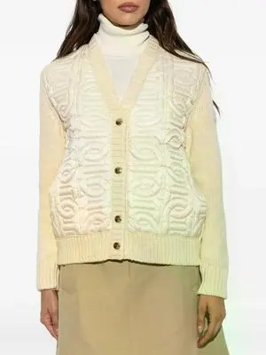Moncler Chain Quilted Padded V-neck Cardigan