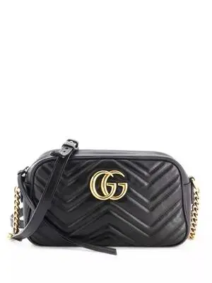 Gucci Gg Marmont Shoulder Bag Matelasse Leather Small Crossbody Bag - Black