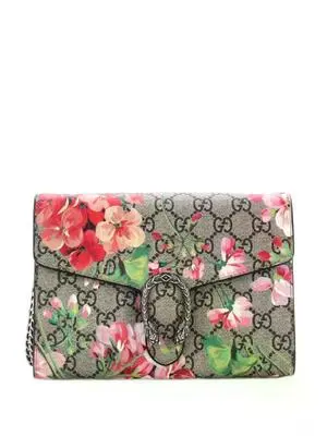 Gucci Dionysus Chain Wallet Blooms Print Gg Coated Canvas Small Crossbody Bag - Brown
