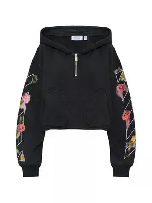 Off-White Cropped Sweatshirt With Logo - Black