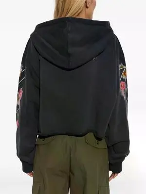 Off-White Cropped Sweatshirt With Logo - Black