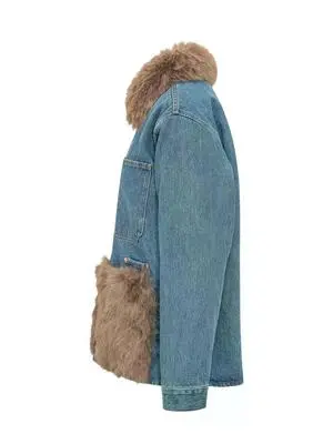 AVA ADORE Faux-fur Trim Denim Jacket - Blue