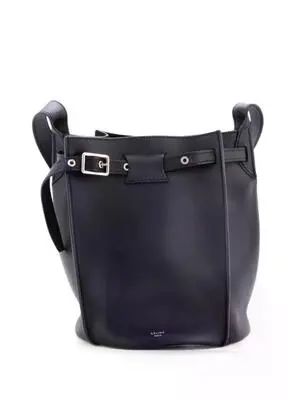 Celine Long Strap Big Bag Leather Bucket Bag - Black