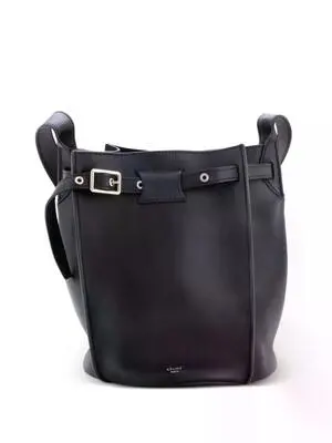 Celine Long Strap Big Bag Leather Bucket Bag - Black