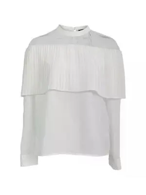 Maje Pleated Mesh Blouse - White