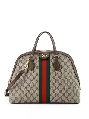 Gucci Ophidia Dome Top Handle Bag Gg Coated Canvas Medium Satchel - Brown
