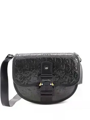 Dior Gallop Flap Messenger Oblique Patent Mini Crossbody Bag - Black