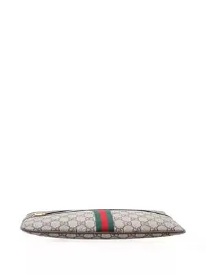 Gucci Ophidia Zip Pouch Gg Coated Canvas Large Clutch Bag