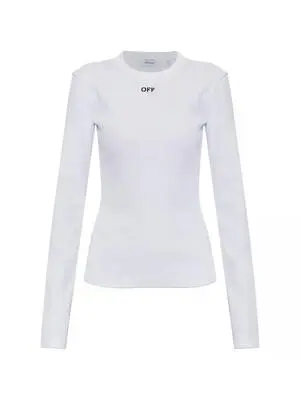 Off-White Logo-embroidered Ribbed Top - White