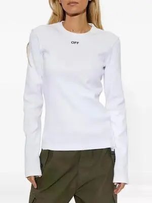 Off-White Logo-embroidered Ribbed Top - White