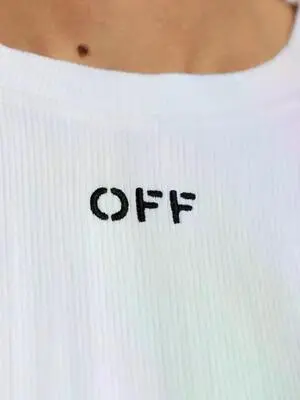 Off-White Logo-embroidered Ribbed Top - White