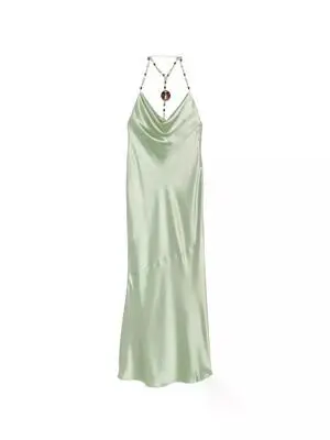 Retrofete Beaded Halterneck Satin Maxi Dress