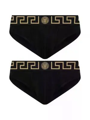 Versace 2-pack Of Cotton Briefs - Black
