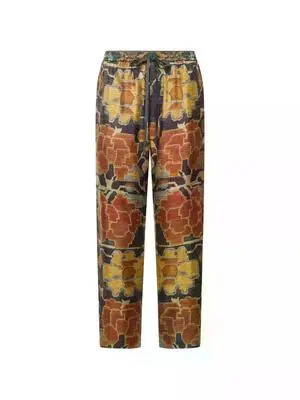 PIERRE-LOUIS MASCIA Aloe Tapestry-print Silk Trousers - Black