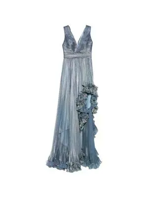 IRIS SERBAN Ruffled Pleated Maxi Dress