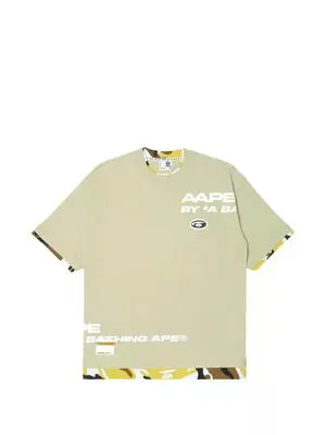 AAPE BY *A BATHING APE Moonface Panelled Printed T-shirt - Neutrals