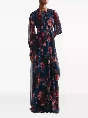 Erdem Maxi Floral-print Silk-creponne Dress