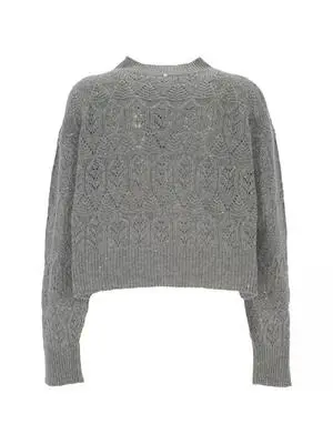 Lorena Antoniazzi Sequin-embellished Open-knit Sweater - Grey