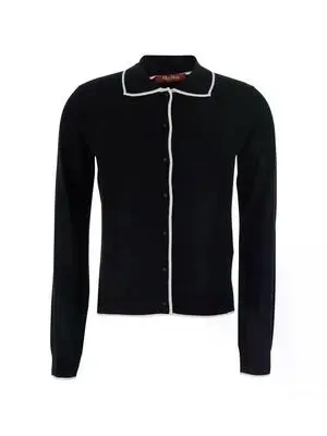 Max Mara Contrast-trim Collared Cardigan - Black