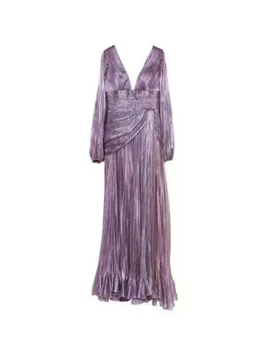 IRIS SERBAN Birdie Plissé-effect Maxi Dress