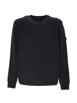 Peuterey V-neck Logo-patch Sweater - Blue